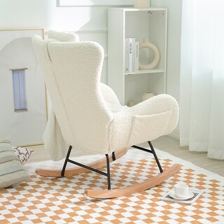 Nursery White Rocking Chair Glider Rocker Recliners with High Backrest ...