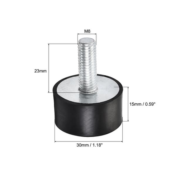 M8 Rubber Mounts, 4pcs Male Thread Shock Absorber, D30mmxH15mm - Black ...