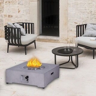 Exterior Faux Stone Propane Fire Pit For Outdoor Garden Backyard with ...