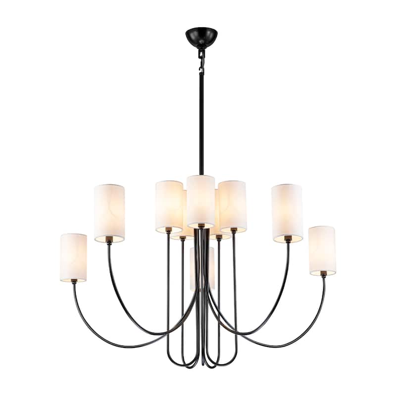 10-Light Modern Glam Linear Sputnik Cluster Branch Cylinder Fabric ...