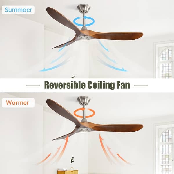 60" Brushed Nickel Ceiling Fan with Remote/APP Smart Control, DC Motor ...