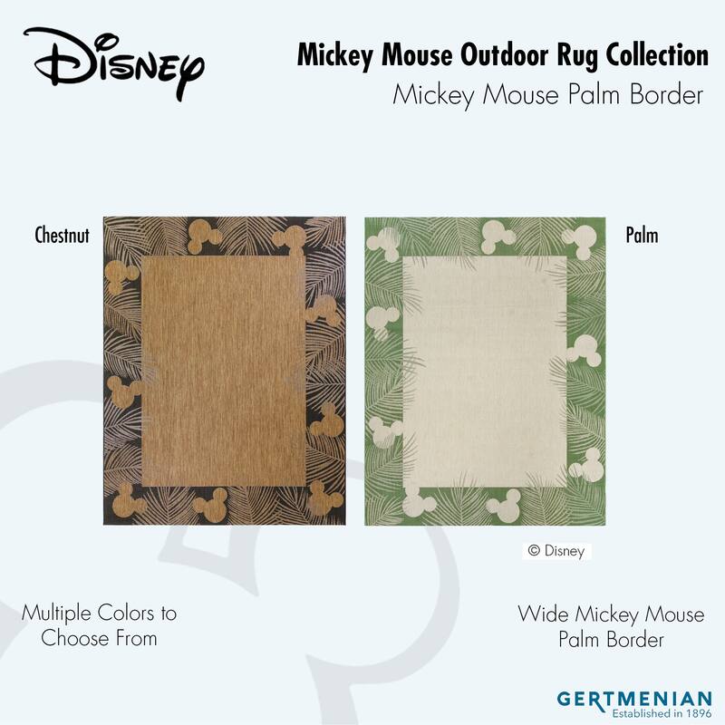 Licensed Disney Mickey Mouse Tropical Palm Border Green/ Beige ...