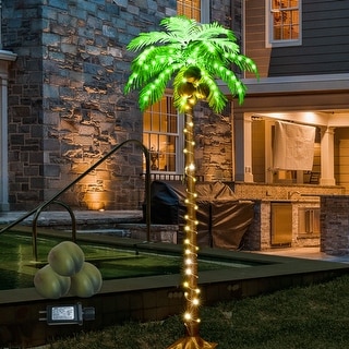 Lighted Palm Tree with Coconuts, 6FT 162 LEDs Light Up Palm Trees ...