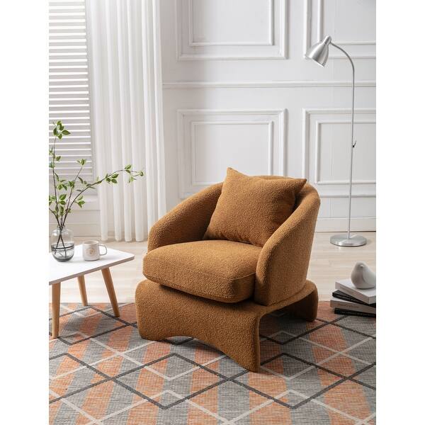 Leisure Barrel Chair Living Room Accent Chair with Polyester Curved ...