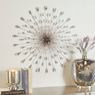 Silver Metal Starburst Wall Decor with Crystal Embellishment - Bed Bath ...