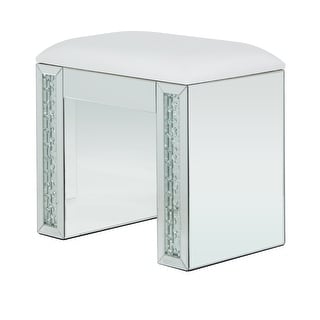 15" W, 21" H Wood Glam Stool, Silver, 1-Piece - Bed Bath & Beyond ...