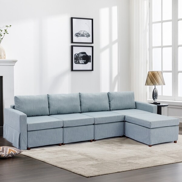 L Shaped Sectional Sofa Straight Sleeper Sofa with Chaise Light Blue Bed Bath Beyond 39080145