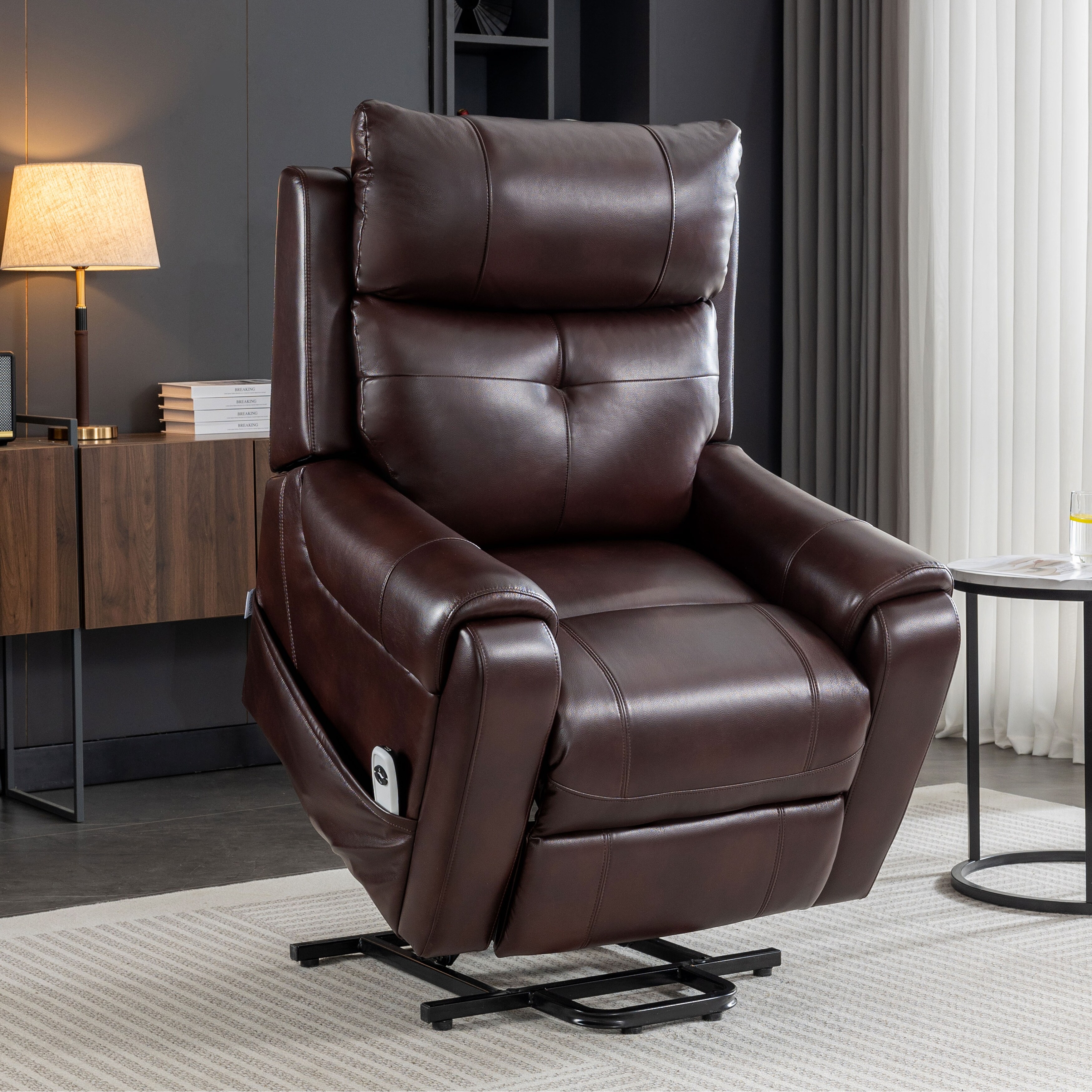 Brown leather electric recliner chair store
