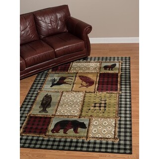 Westfield Home Wildwood Bordered Montage Hand-carved Area Rug - Bed ...