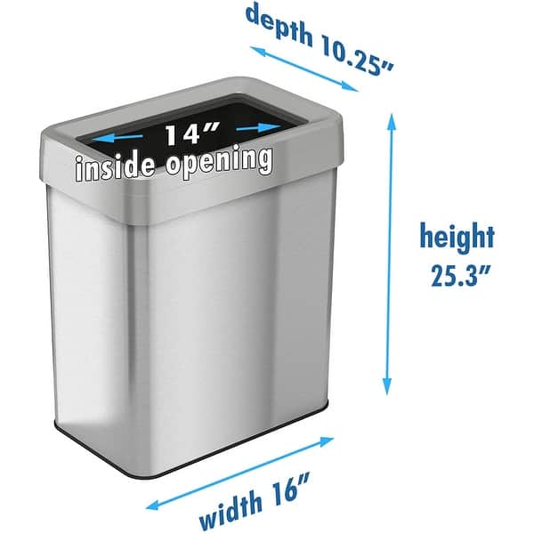 iTouchless 16 Gallon Dual-Deodorizer Open Top Trash Can Rectangular ...