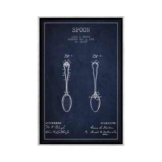 iCanvas "Spoon Navy Blue Patent Blueprint" by Aged Pixel Framed - Bed ...