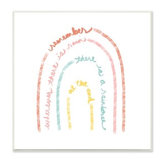 Stupell Remember Where There Is Rain Phrase Text Rainbow Wood Wall Art ...