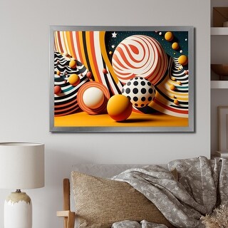 Designart " Pop Art Solar System I" Modern Geometric Framed Canvas ...