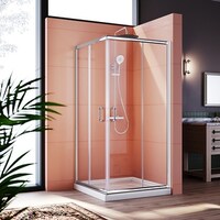 Elegant Corner Entry Enclosure in Sliding Shower Doors Enclosure 34 in. W x 34 in. L x 72 in. H ...