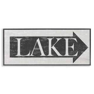 Lake Arrow Sign Grey and White Distressed Framed Wall Art - Bed Bath ...
