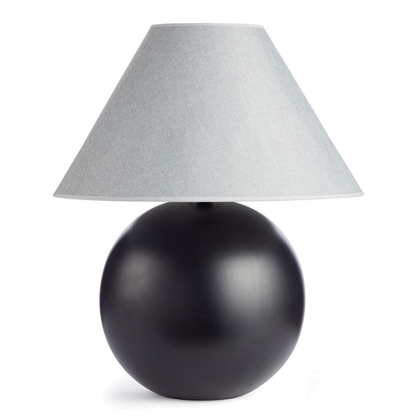 25.75” Black Matte Bowling Ball Shaped Lamp with White Tapered Shade ...