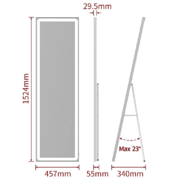 Mirror with LED Lights Free Standing Floor Mirror Lighted Vanity Full ...