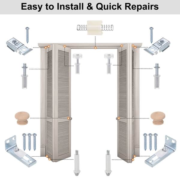 4Pack Bifold Door Hardware Kit Include Top & Bottom Pivot, Bracket ...