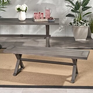 Modern Outdoor Aluminum Dining Bench,for patio,garden,Dark Gray - 59 ...