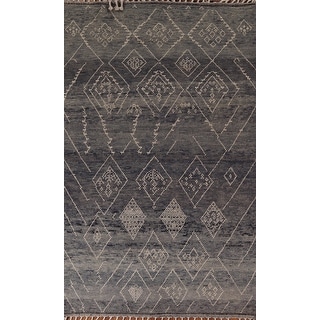 Blue & Gray Moroccan Area Rug Hand-Knotted Wool Carpet - 5'11"x 10'0 ...
