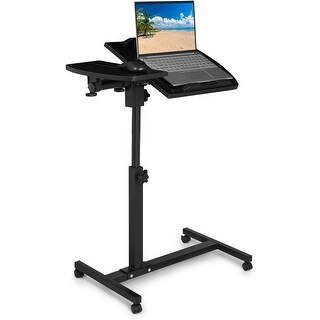 Height Adjustable Rolling Laptop Table with Tilted Desktops and 360 ...