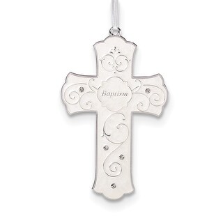 Curata Silver-Tone Ivory Enamel Baptism Cross - Bed Bath & Beyond ...