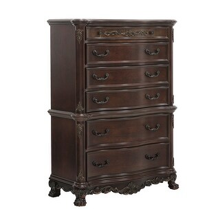 6 Drawer Vertical Chest with Claw Feet and Carved Apron, Cherry Brown ...