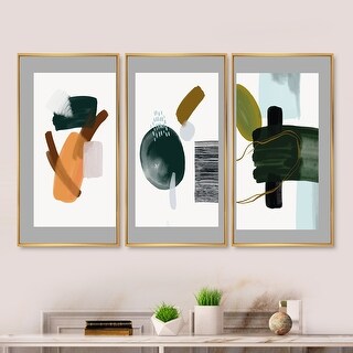Designart "Minimalistic Compostion of Organic Shapes IV" Modern Framed ...