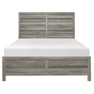 Wooden Queen Bed Frame in Rustic Weathered Finish with Headboard and ...