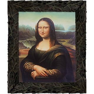 La Pastiche Mona Lisa with Feathered Ebony Frame, 11.24" x 13.24" - Bed ...