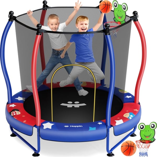 55" Toddler Trampoline, 5FT Kids Trampoline, Ultra Safe Mini Trampoline ...