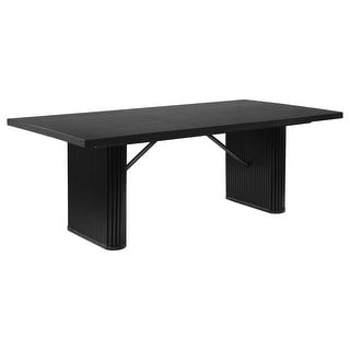 Kinza 84 Inch Dining Table, Modern Tambour Design Base, Fluted Bars ...