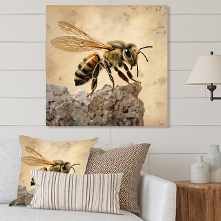 Designart "Floral Bee II" Animals Metal Wall Art Prints - Bed Bath ...