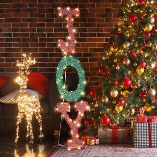 Lighted JOY Letter Sign with 45 LED Lights for Christmas Outdoor Decor ...