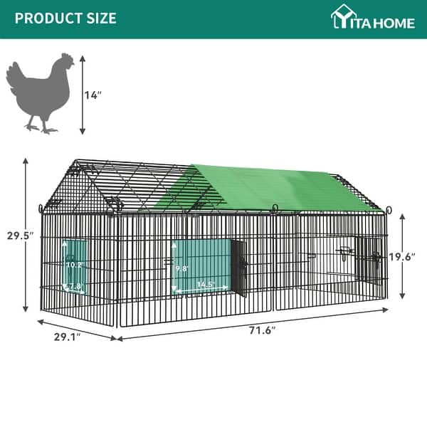 Metal Chicken Coop, Large Chicken Run Pet Playpen with Waterproof Cover ...
