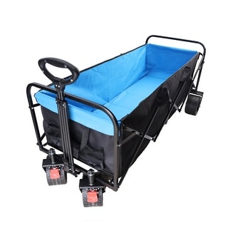 Steel Big Folding Cart Extra Long Extender Wagon Garden Cart Shopping ...
