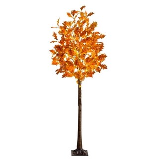 6-ft Pre-Lit Burnt Orange Autumn Maple Artificial Fall Tree - Green ...