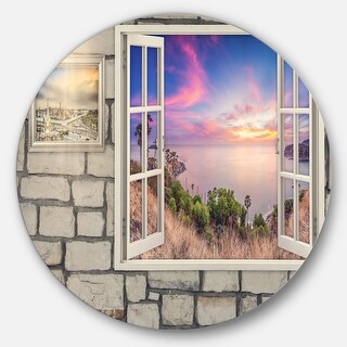 Designart 'Window to Beautiful Stretch of Land' Modern Landscape Round ...