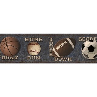 Brewster TOT46313B Slam Dunk Navy Sports Toss Border Wallpaper - navy ...