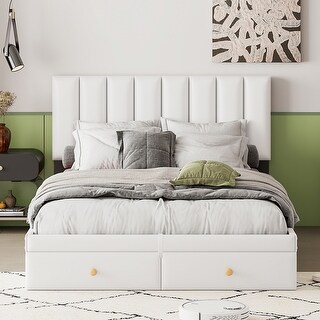 Elegant Design Full Size Platform Bed, Upholstered Bed Frame - Bed Bath ...