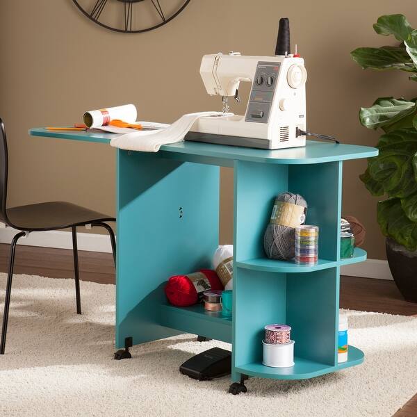 SEI Furniture Eastwick Expandable Rolling Sewing Table/Craft Station ...