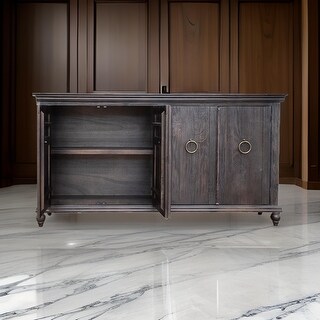 Cip 73 Inch 4 Door Console Table with Fixed Shelf Charcoal Gray Pine ...