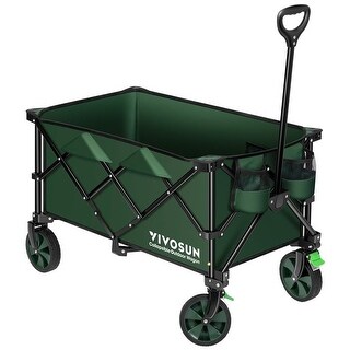 Collapsible Folding Wagon, Outdoor Utility w/ Silent Universal Wheels ...