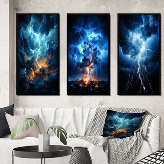 Designart "Lightning Ethereal Lightning II" Landscape & Nature Framed ...