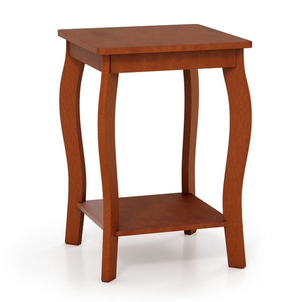 15 Inch 2-Tier Square End Table with Storage Shelf-Walnut - Multi - Bed ...
