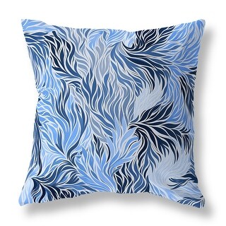 White And Blue Leafy Whirl Faux Suede Throw Pillow Zipper - Bed Bath ...