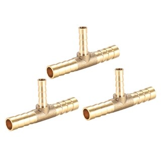 8x5x8mm Hose Reducer Barb Fitting Tee T-Shaped 3 Way Barbed 3pcs - Gold ...