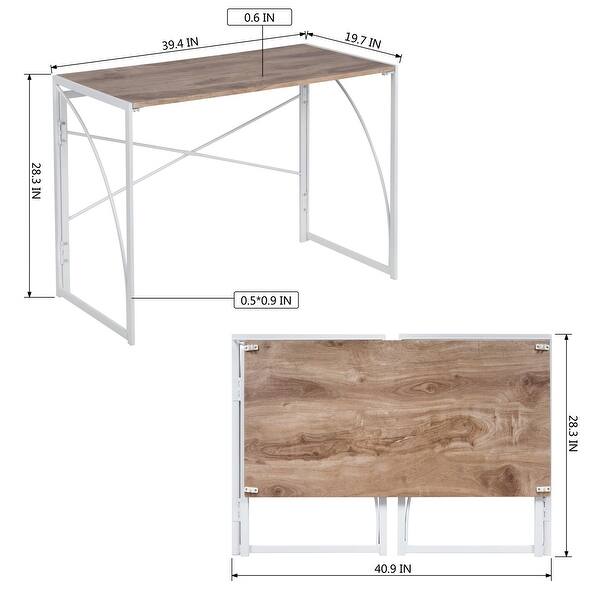 Folding Writing Desk with Metal Frames and Wood Top Laptop - Bed Bath ...