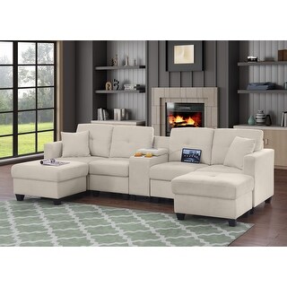 Kettene 7-Piece Woven Modular Corner Sectional with Console and USB ...