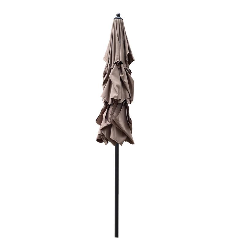 9ft 3 Tiers Outdoor Patio Umbrella With Crank And Tilt And Wind Vents
